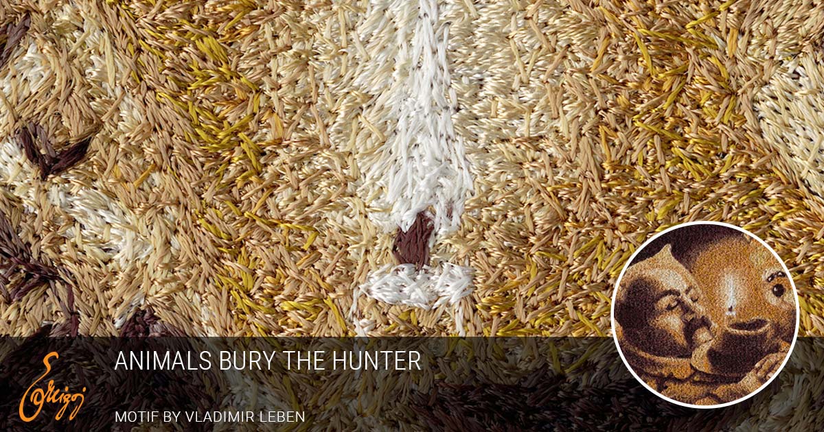 Animals Bury the Hunter | Ercigoj Art Embroidery